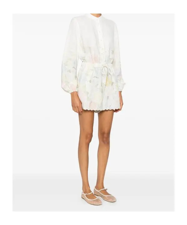 MC2 SAINT BARTH Julian Floral Print Scalloped Hem Playsuit