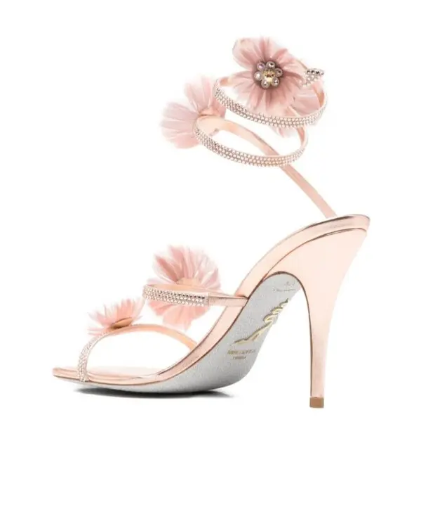 Rene Caovilla Floral Embellished Stiletto Heeled Sandals