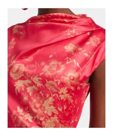 Erdem Draped Floral Duchess Satin Gown
