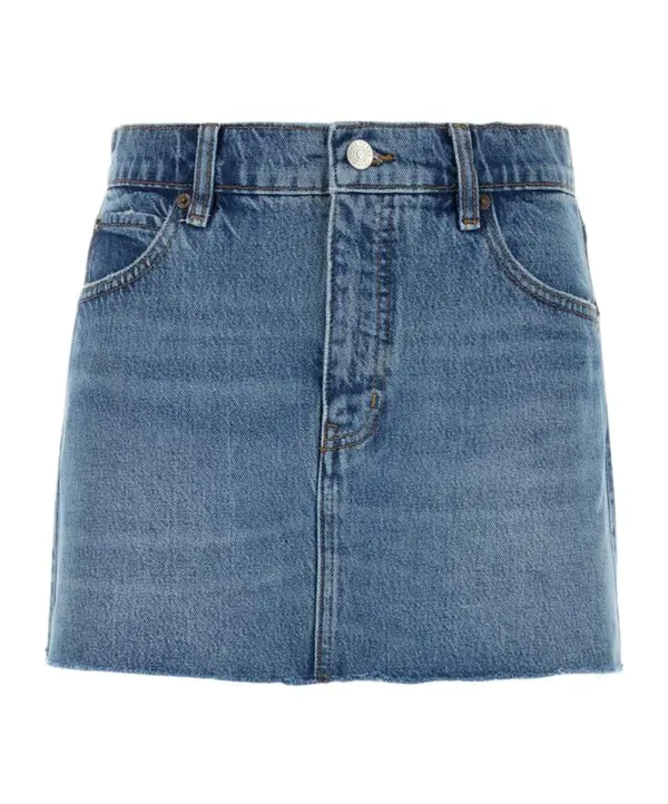 FRAME Frayed Hem Denim Mini Skirt