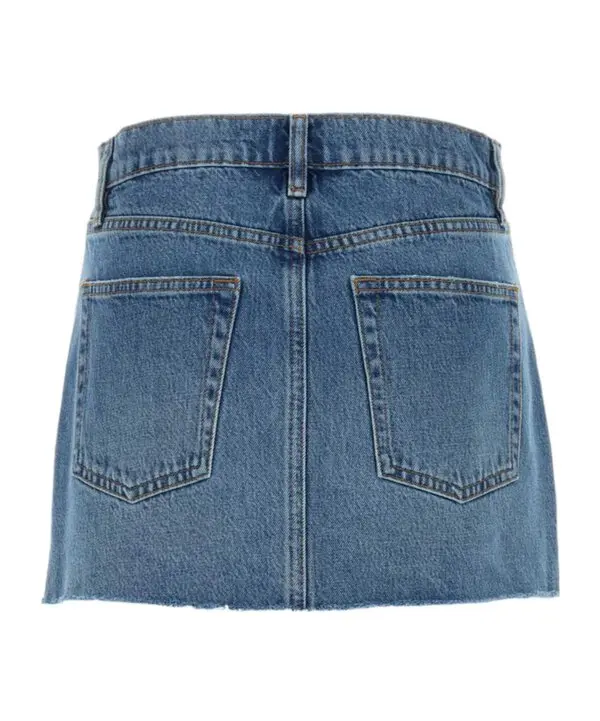 FRAME Frayed Hem Denim Mini Skirt