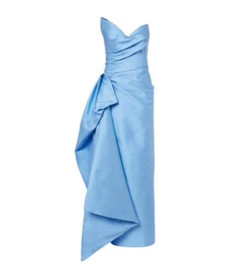 Monique Lhuillier Draped Asymmetric Bustier Gown - Blue