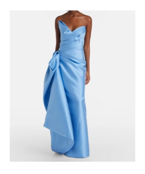 Monique Lhuillier Draped Asymmetric Bustier Gown