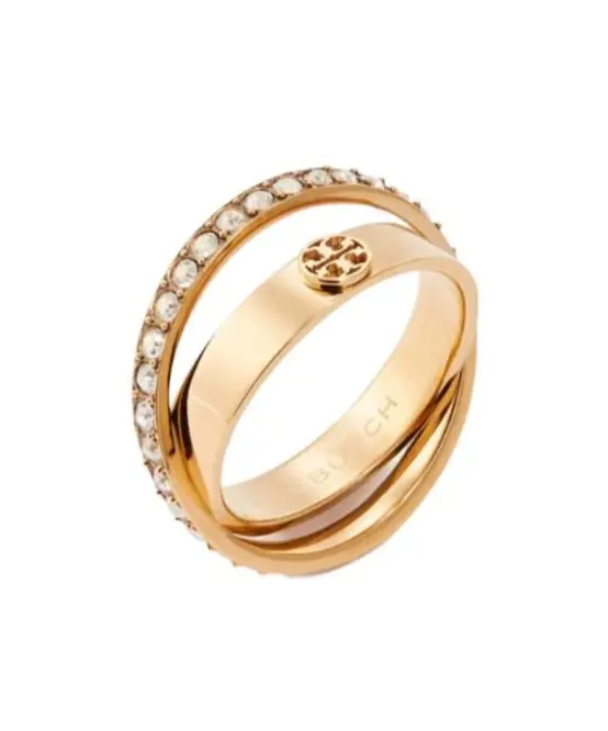 Tory Burch Icon Pavé Double Ring - Tory Gold/crystal