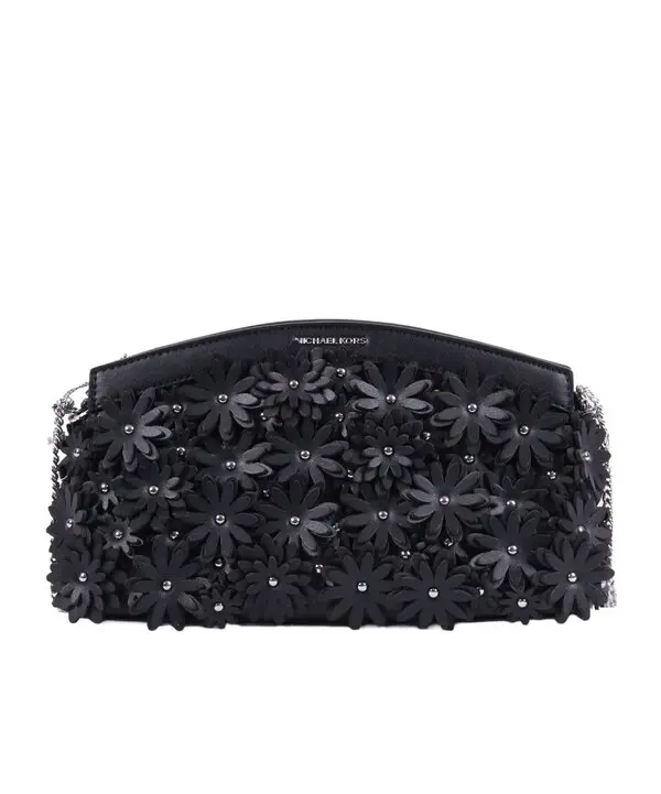 Michael Kors Athena Floral Embellished Shoulder Bag - Black