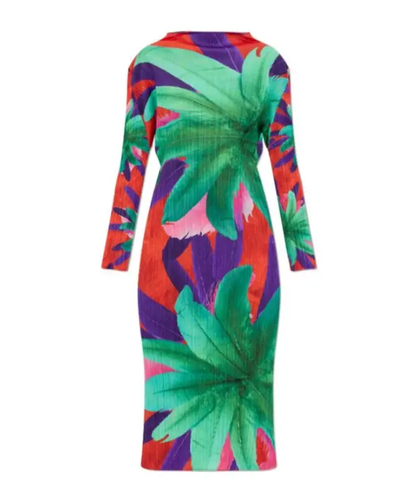 PLEATS PLEASE BY ISSEY MIYAKE Floral Print Midi Dress - Green