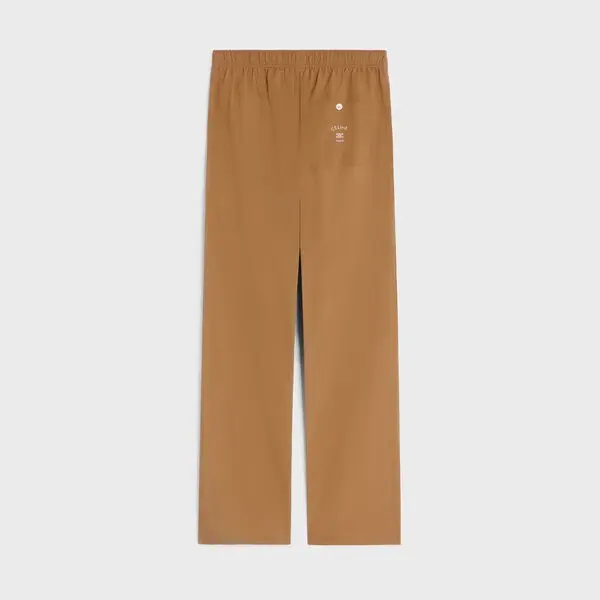 Celine Mid-rise Straight-leg Trousers In Cotton And Linen Cloth