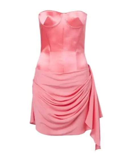 Alex Perry Draped Silk Corset Dress - Pink