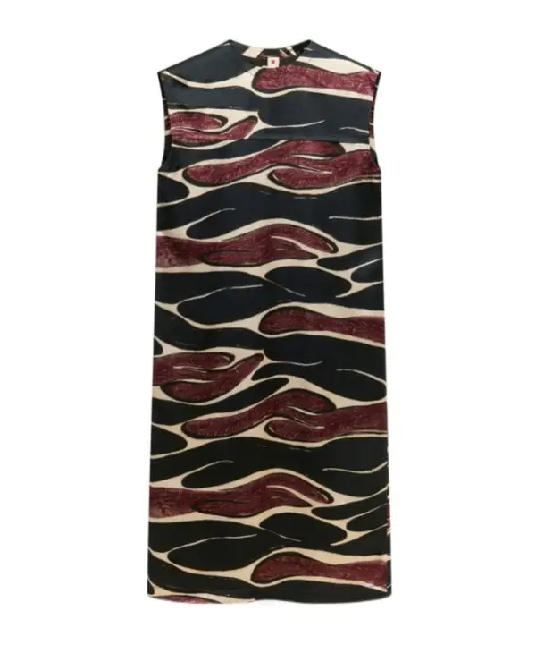 Marni Viscose Dress With Crimson Flow Print - Black