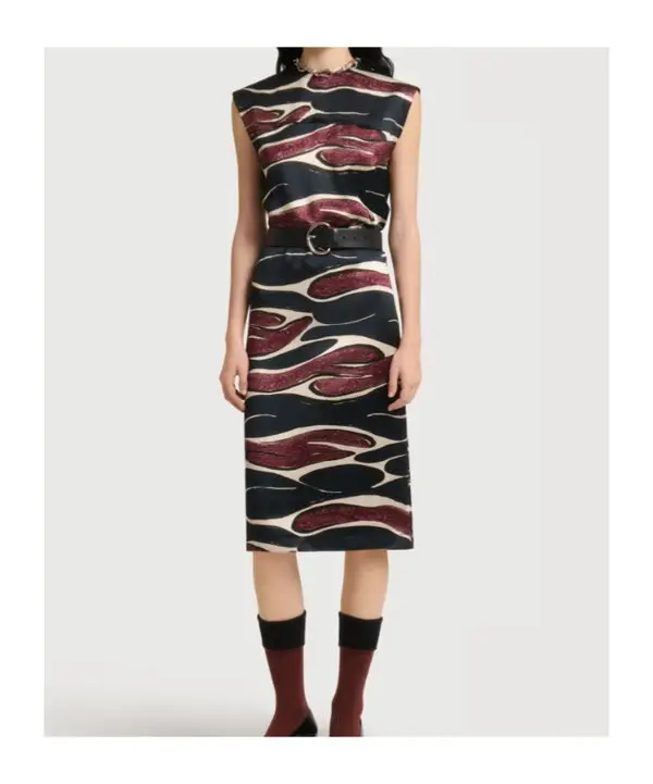Marni Viscose Dress With Crimson Flow Print