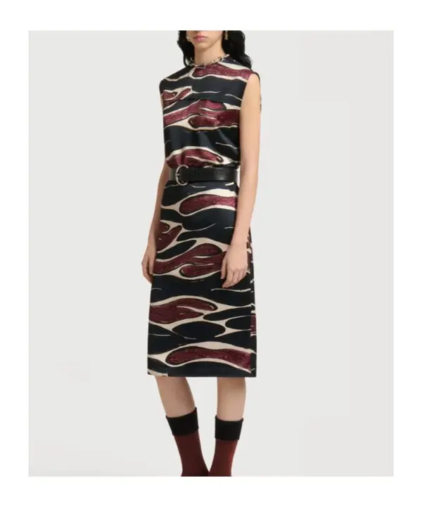 Marni Viscose Dress With Crimson Flow Print