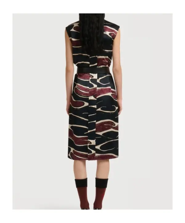 Marni Viscose Dress With Crimson Flow Print