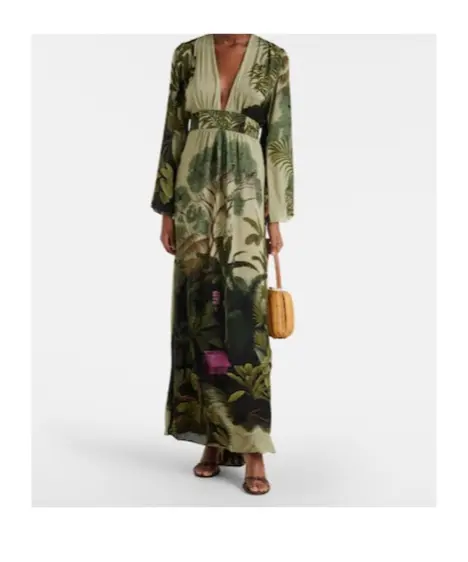 Johanna Ortiz Printed Silk Maxi Dress