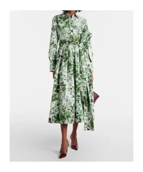 Erdem Floral Cotton Shirt Dress - Green
