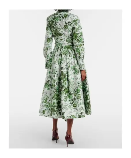 Erdem Floral Cotton Shirt Dress - Green