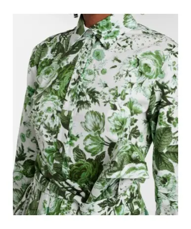 Erdem Floral Cotton Shirt Dress - Green
