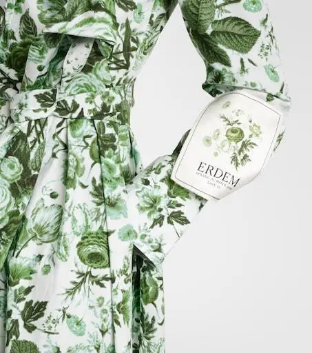 Erdem Floral Cotton Shirt Dress - Green