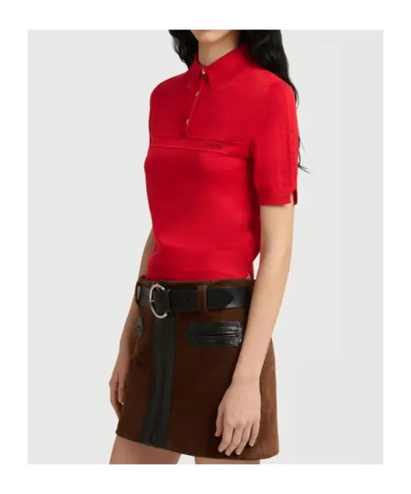 Marni Wool-silk Polo Shirt With Pointelle Detailing