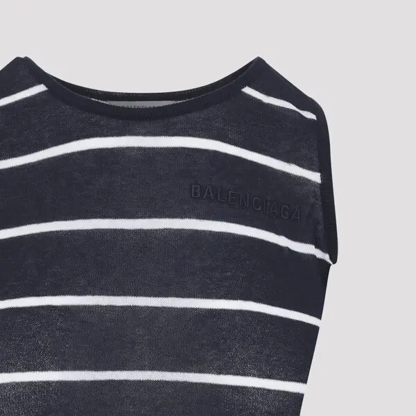 Balenciaga Striped Logo-embroidered Tank Top