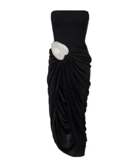 David Koma Embellished Draped Wool-blend Corset Dress