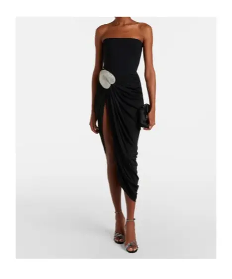 David Koma Embellished Draped Wool-blend Corset Dress