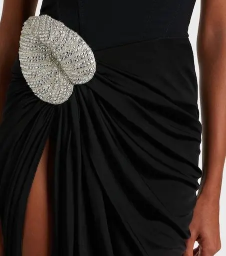 David Koma Embellished Draped Wool-blend Corset Dress