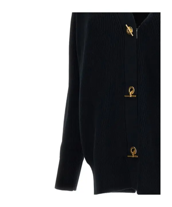 Elisabetta Franchi Long-sleeved Knitted Cardigan With V-neck And Button Detailing