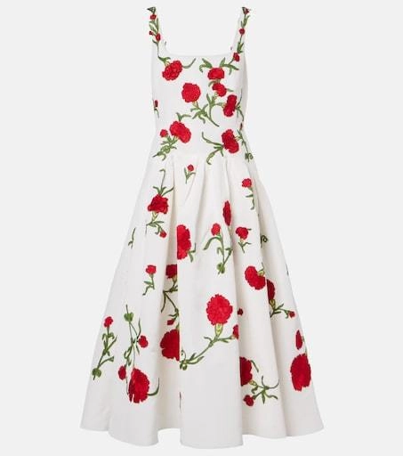 Carolina Herrera Embroidered Silk Fit-and-flare Cocktail Dress