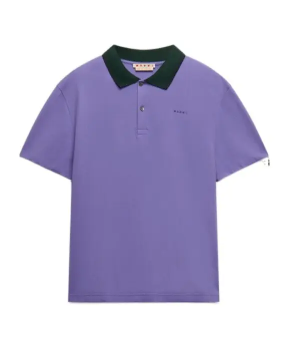Marni Purple Piqué Polo Shirt With Contrast Trims - Violet