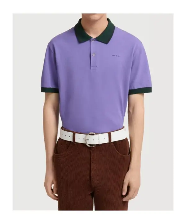 Marni Purple Piqué Polo Shirt With Contrast Trims