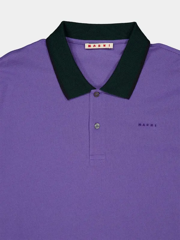 Marni Contrast-trim Polo Shirt - Violet