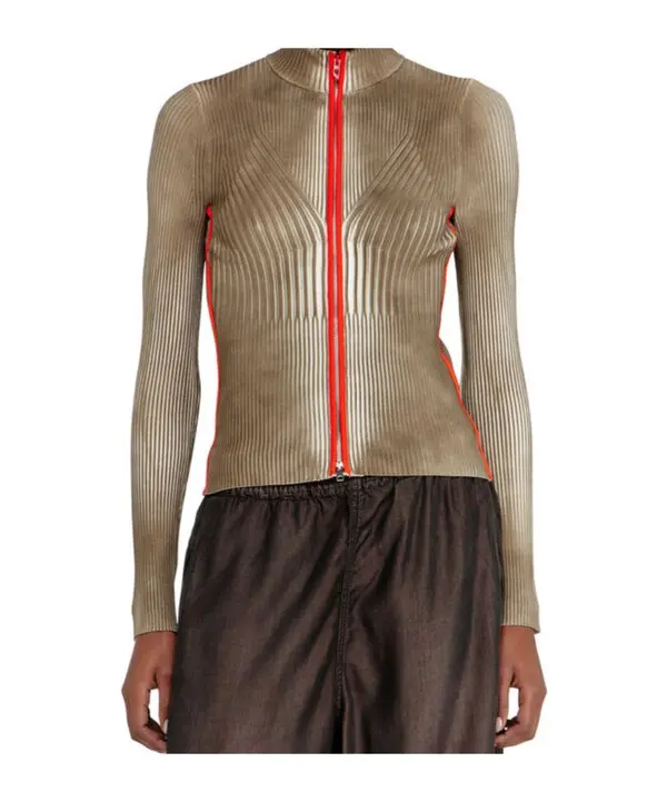 DIESEL® Ribbed-knit Zip-up Cardigan