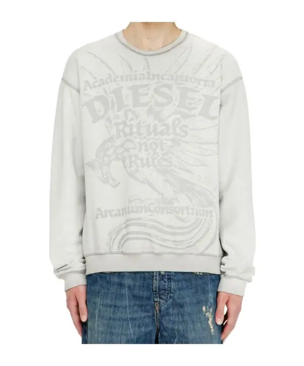 DIESEL® Sweatshirt With Dévoré Print And Ribbed Trims