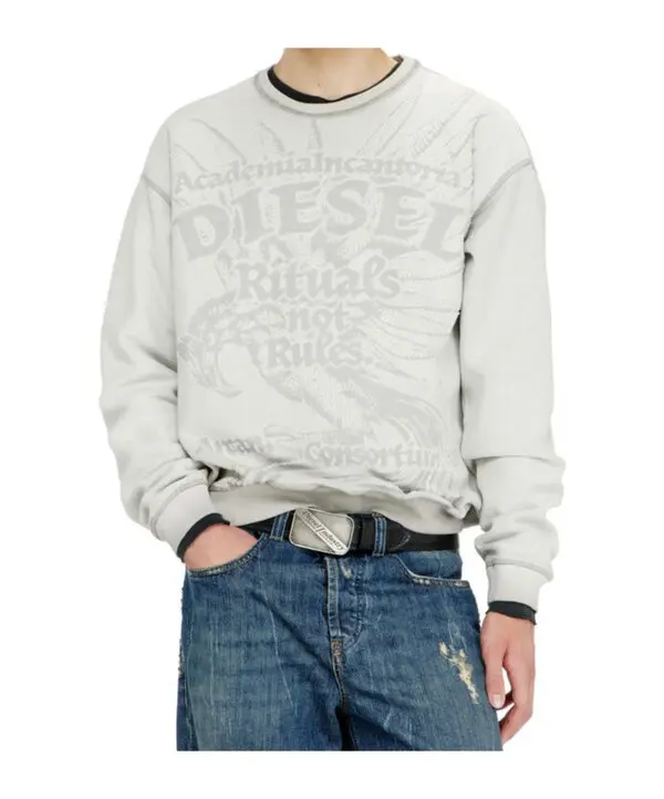 DIESEL® Sweatshirt With Dévoré Print And Ribbed Trims