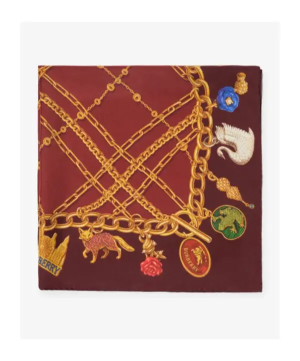Burberry Check Charm Silk Scarf - Auburn