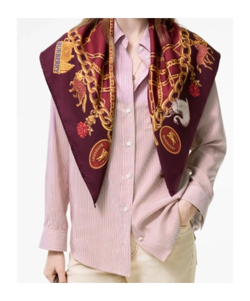 Burberry Check Charm Silk Scarf - Auburn