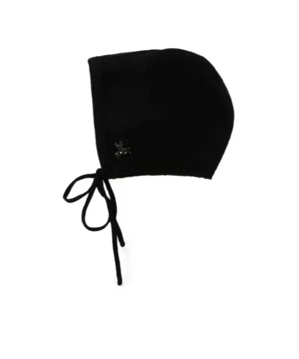 Simone Rocha Embellished Tie-up Beanie Hat - Black Jet