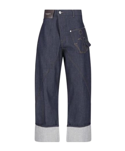 J.W.ANDERSON Twisted Turn-up Workwear Denim Jeans - Indigo