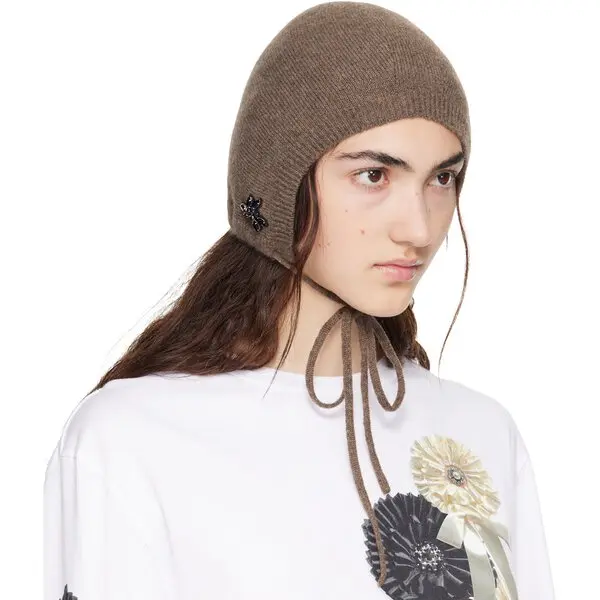 Simone Rocha Crystal-embellished Knitted Bonnet
