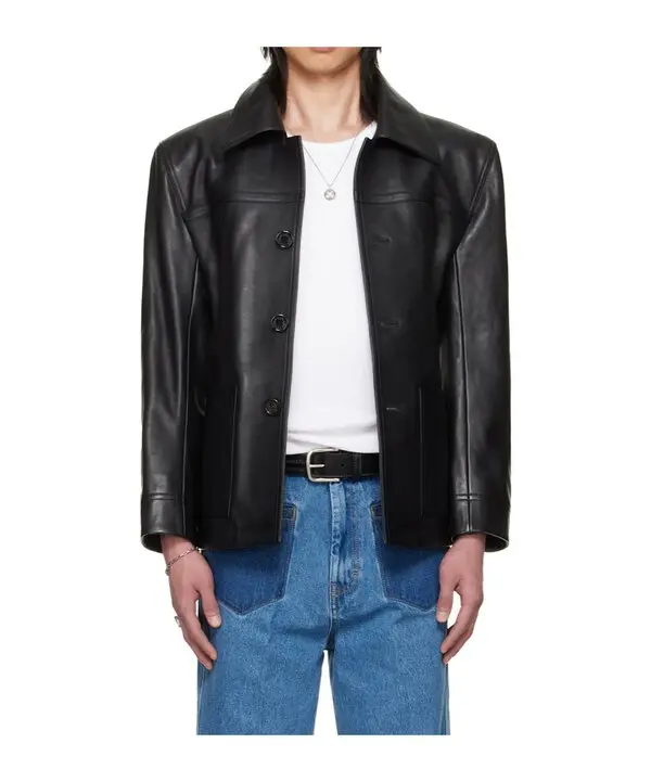 LU'U DAN Bruce Lee X Collaboration Creep Collared Leather Jacket