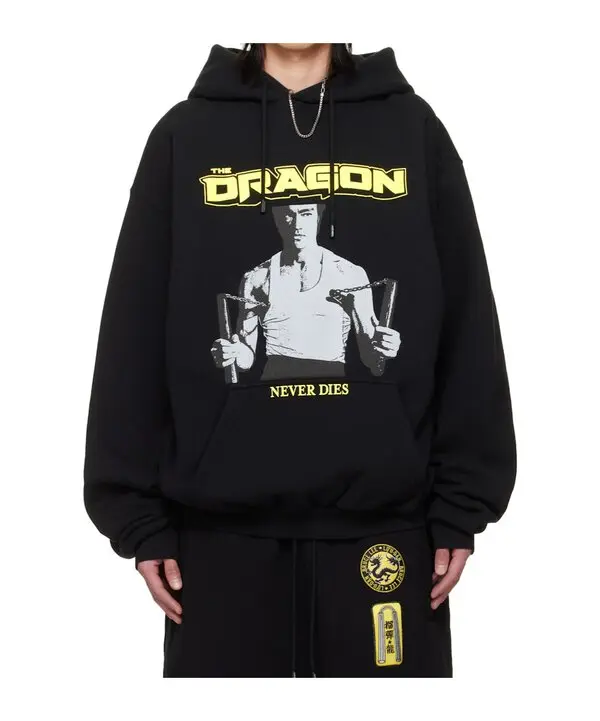 LU'U DAN Bruce Lee Collaboration Oversized Long-sleeve Hoodie - Black