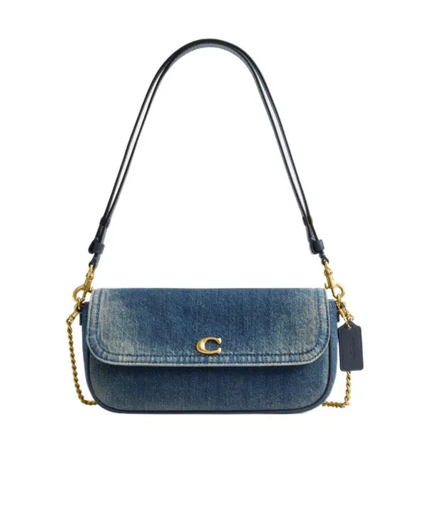 COACH Brook Flap Chain Bag In Loved Denim