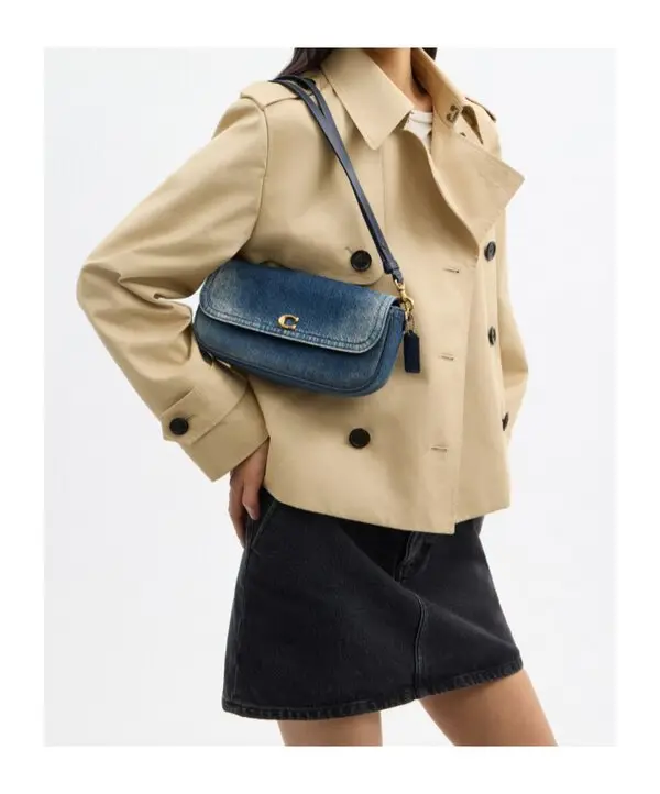 COACH Brook Flap Chain Bag In Loved Denim
