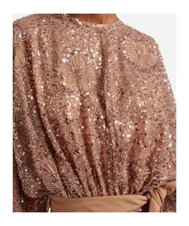 Elie Saab Belted Sequined Silk-blend Gown