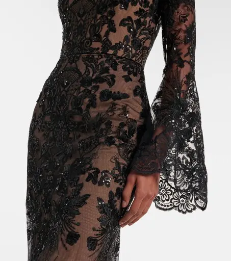 Elie Saab Sequined Off-shoulder Lace Gown