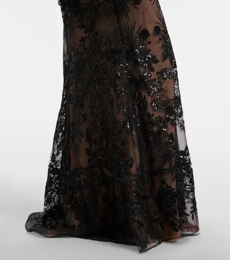 Elie Saab Sequined Off-shoulder Lace Gown
