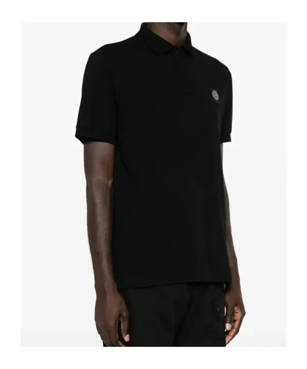 Stone Island Compass Appliqué Pique Fabric Polo Shirt