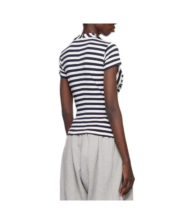 PUSHBUTTON Striped Pleated T-shirt