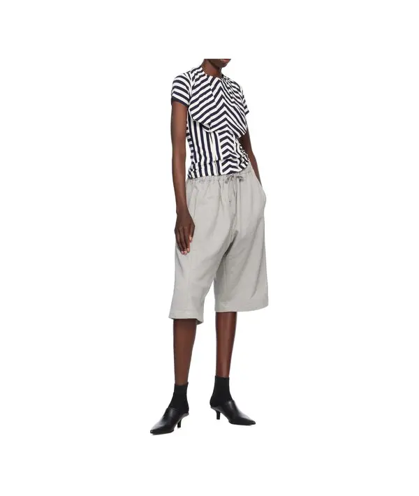 PUSHBUTTON Striped Pleated T-shirt