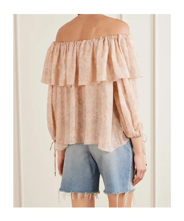Chloé Off-shoulder Ruffled Floral Blouse